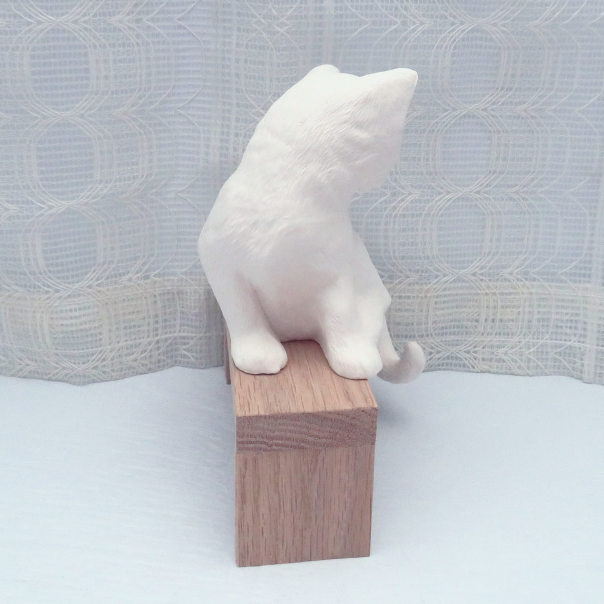 Handmade Unpainted Ceramic Sitting Shelf Cat Figurine, Ready to Paint ...