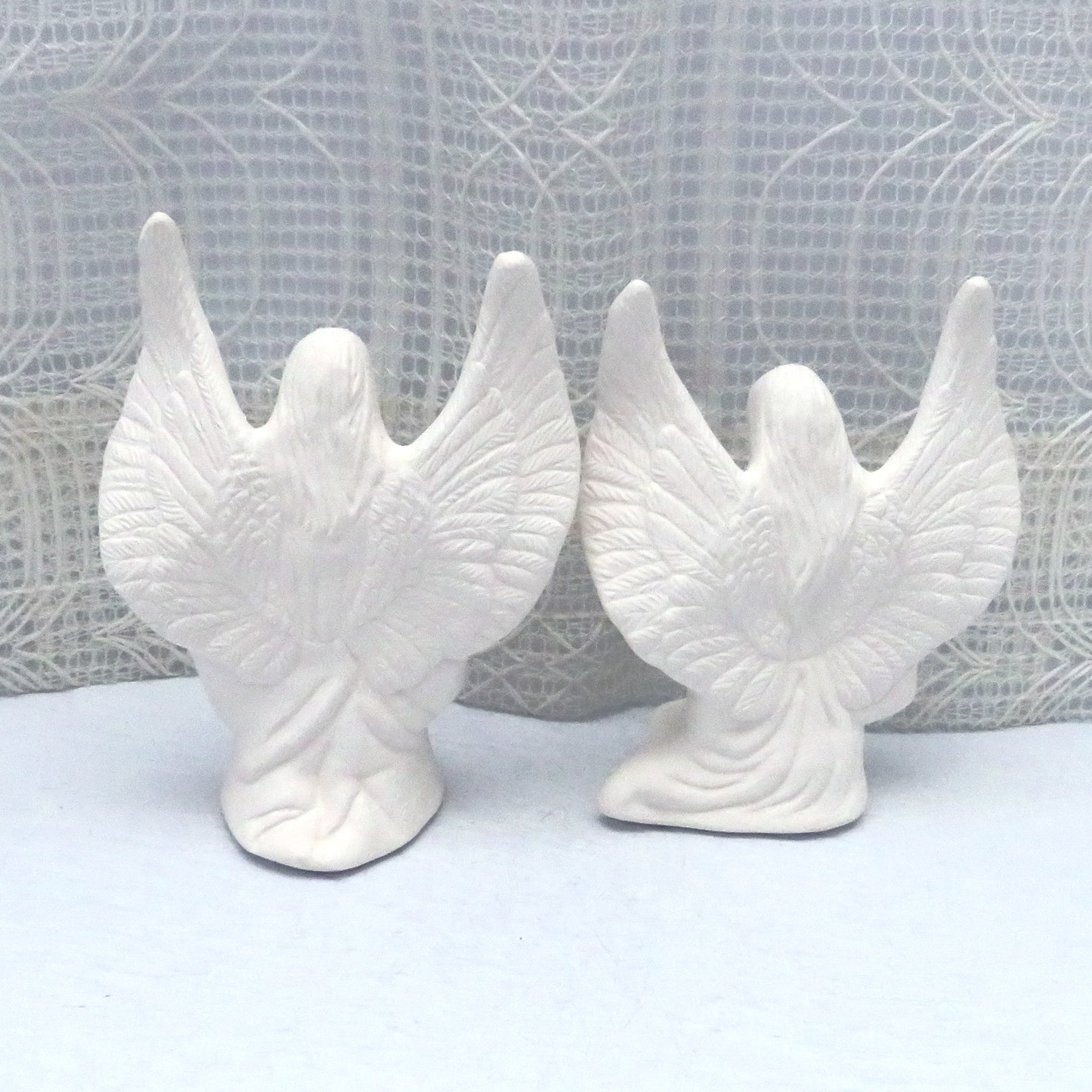 Small Ready to Paint Ceramic Angel Figurines Sitting and Kneeling, Unp ...