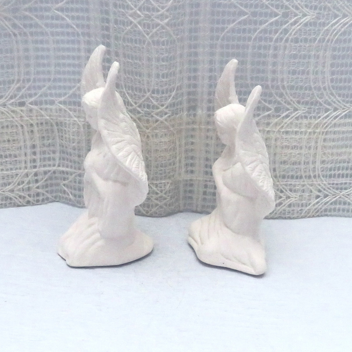 Small Ready to Paint Ceramic Angel Figurines Sitting and Kneeling, Unp ...